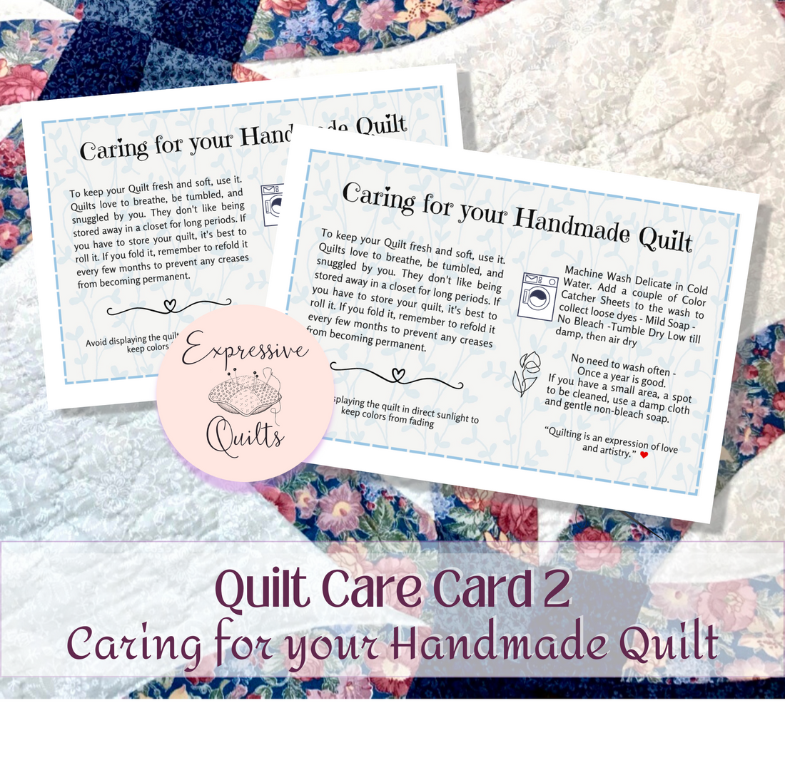 Quilt Care Instructions Cards, Laundry Care instructions - card 3.5x5 ...