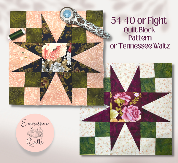 Quilt Block Pattern - 54-40 or Fight or Tennessee Waltz - Instant Down ...