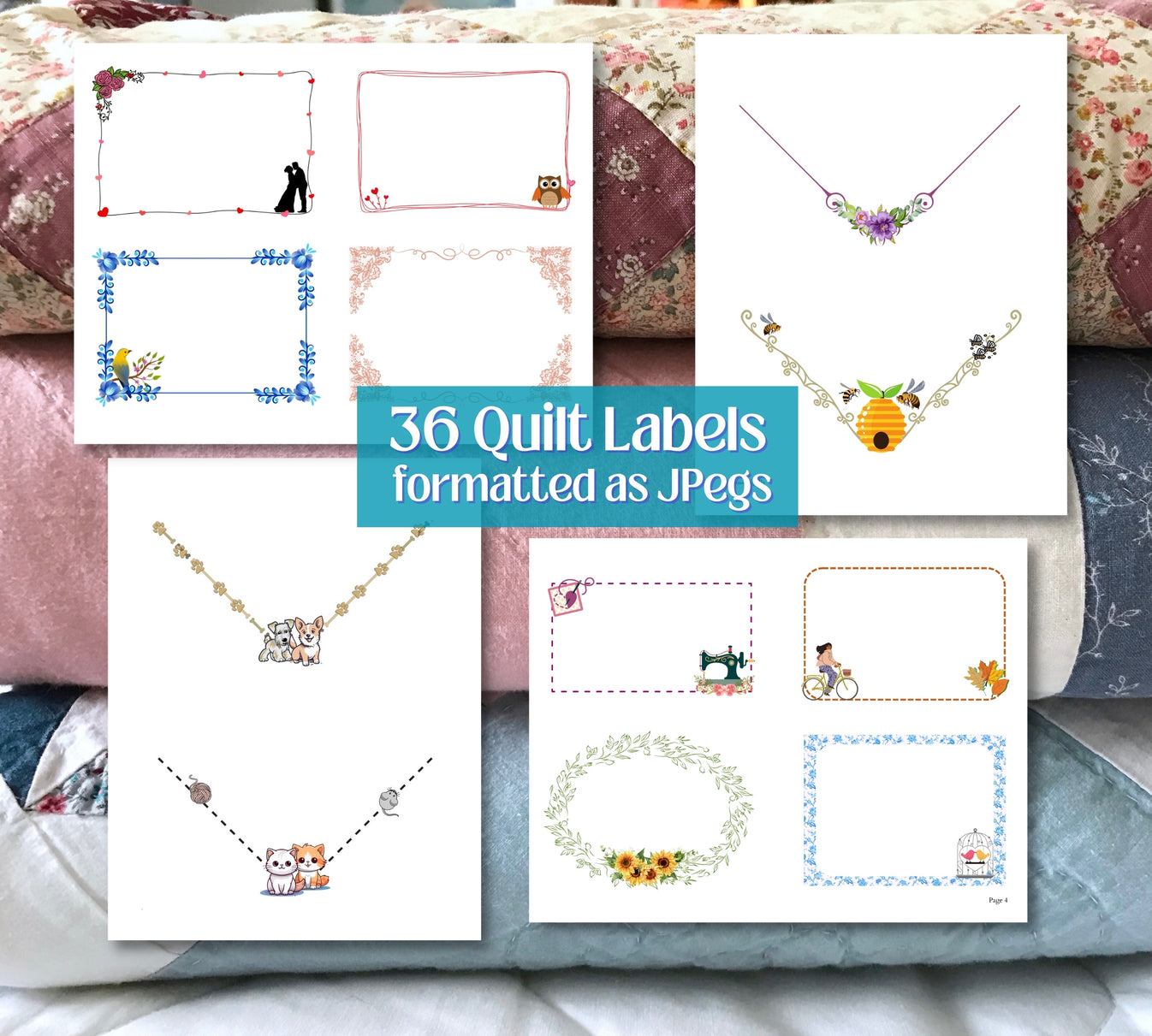 Quilt Labels Deluxe are Designs to Printable to Fabric, a digital down ...