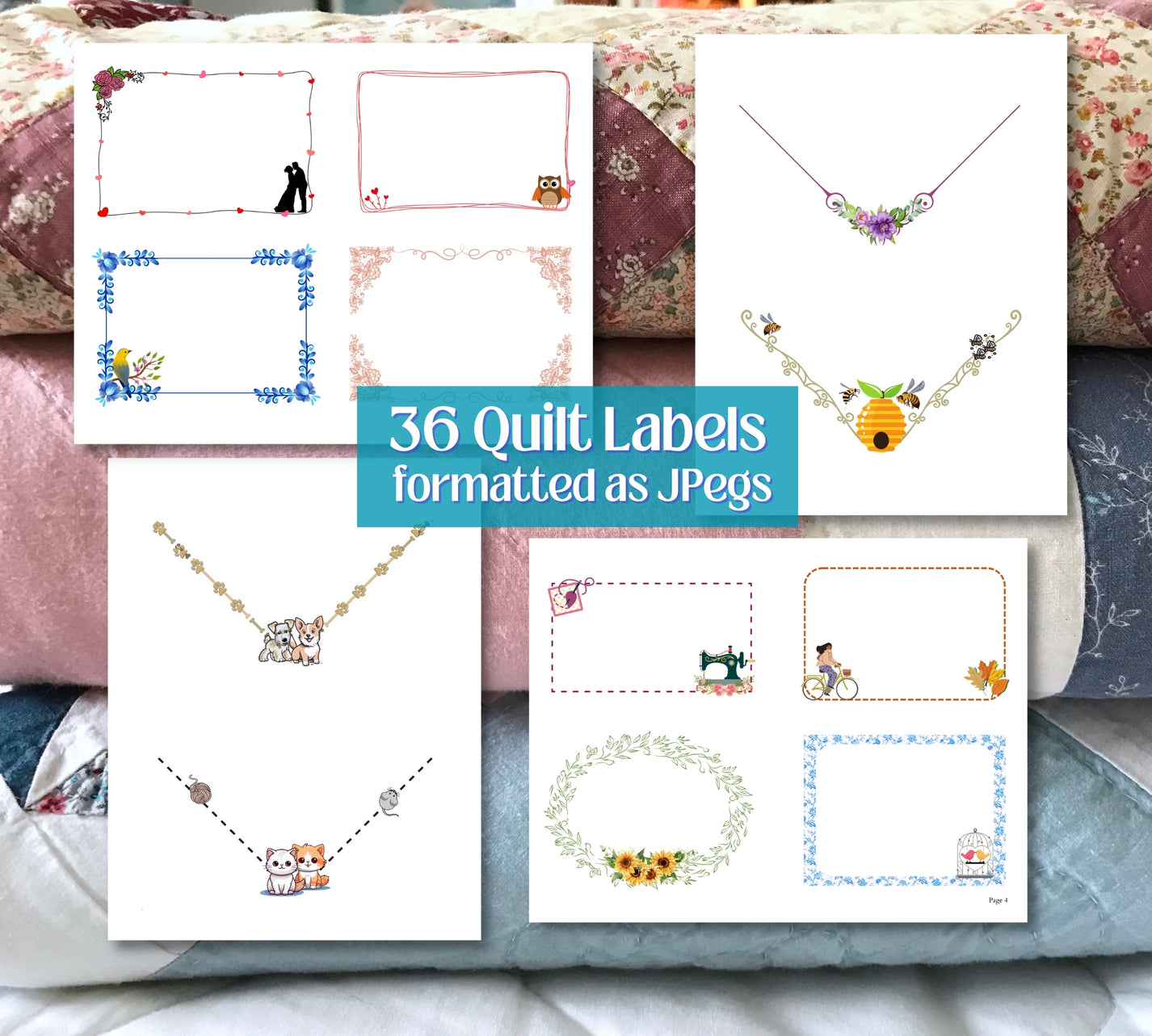 Quilt Labels Deluxe are Designs to Printable to Fabric, a digital down ...