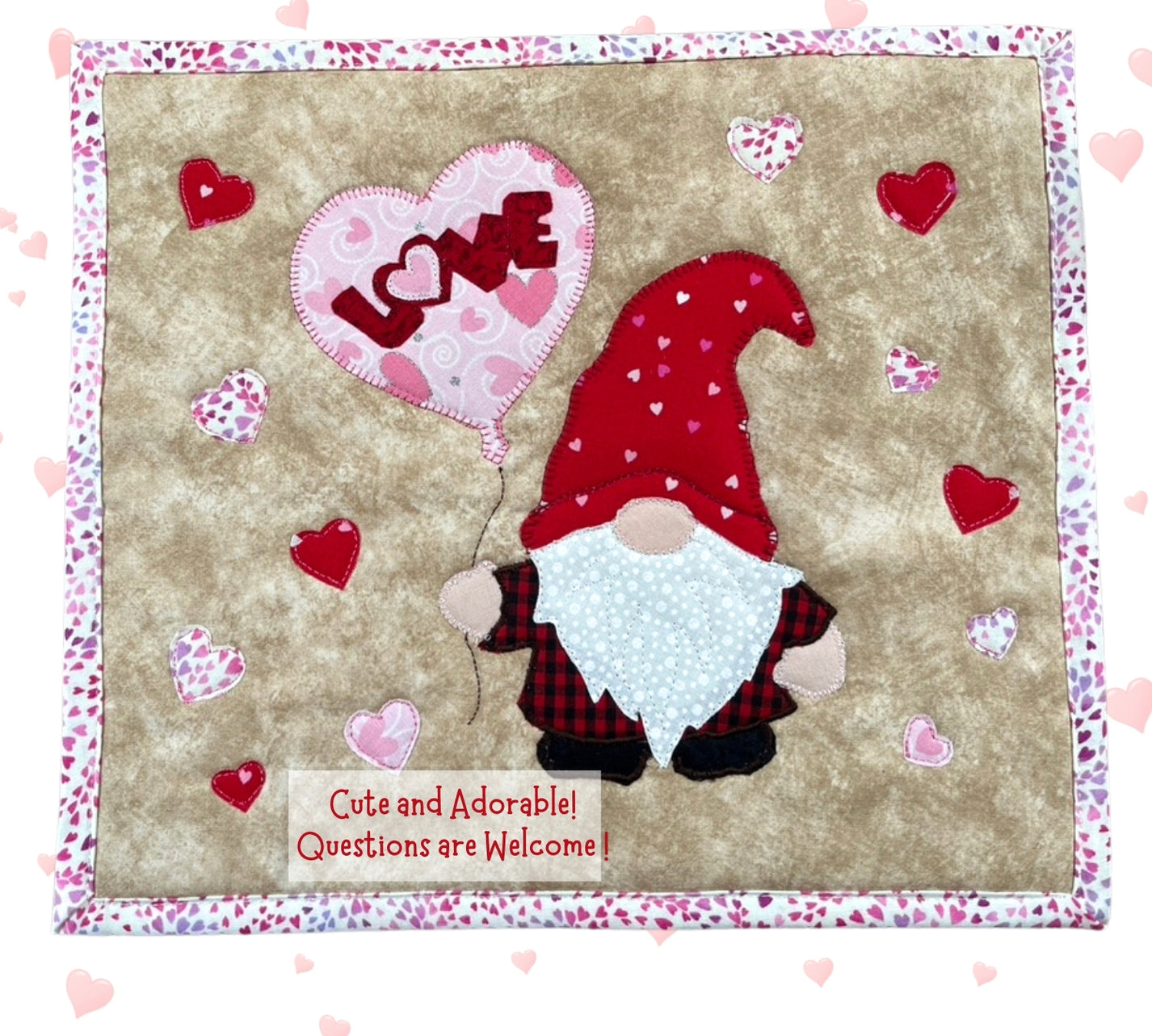 Valentine Love Gnome Mini Quilt 2 Patterns - Complete Instructions ...