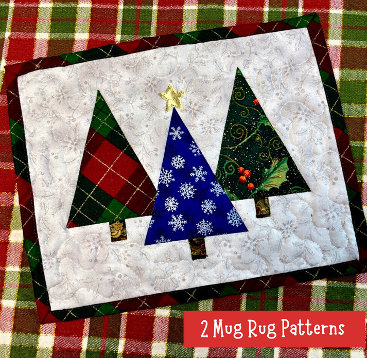 Christmas Trees Mug Rugs, Traditional & Modern - 2 Designs - approx 9 ...