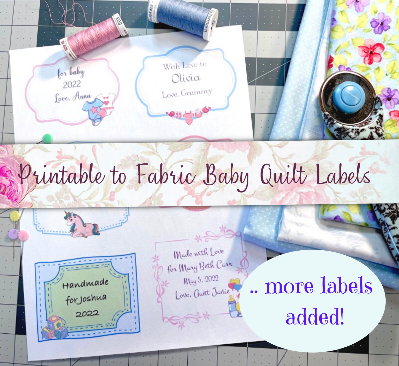 Baby Quilt Labels are printable on fabric - Digital Download in variou ...