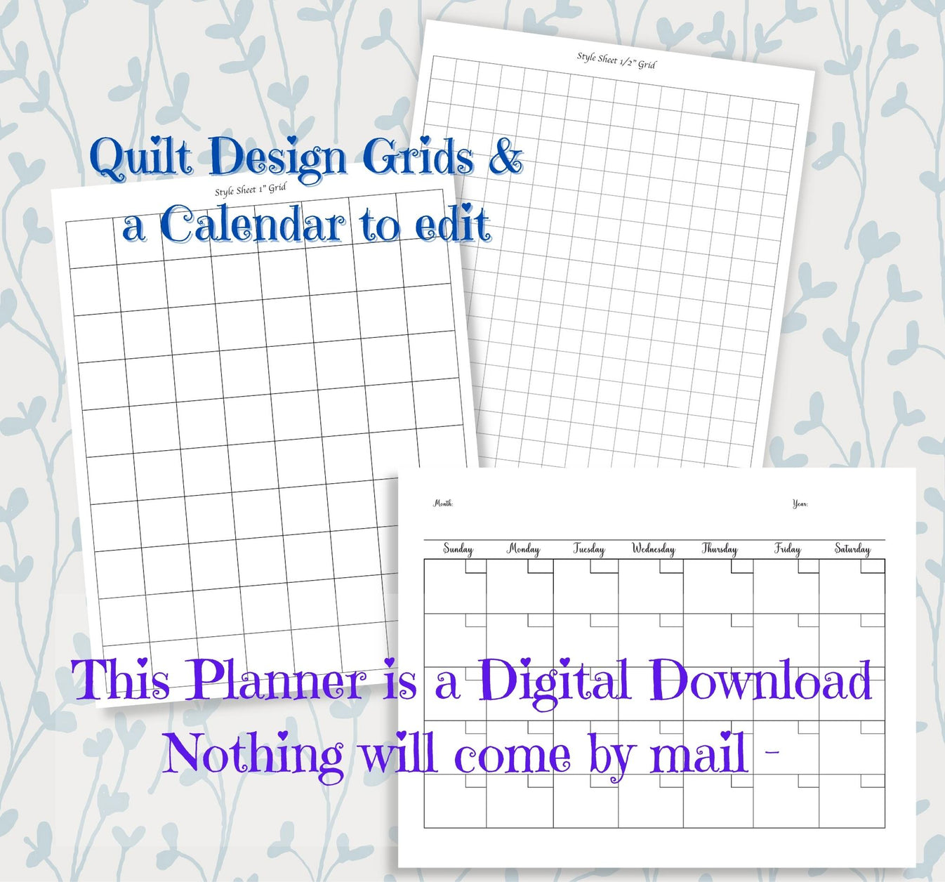 Quilt Project Planner - 15 letter size Sheets, 3 Covers - Printable PD ...