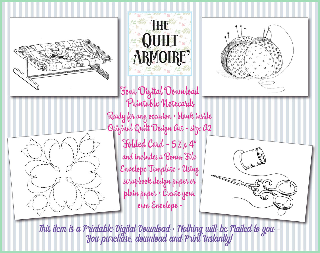 Quilt Notecards Collection of 4 - Original Art - for any Occasion - Di ...