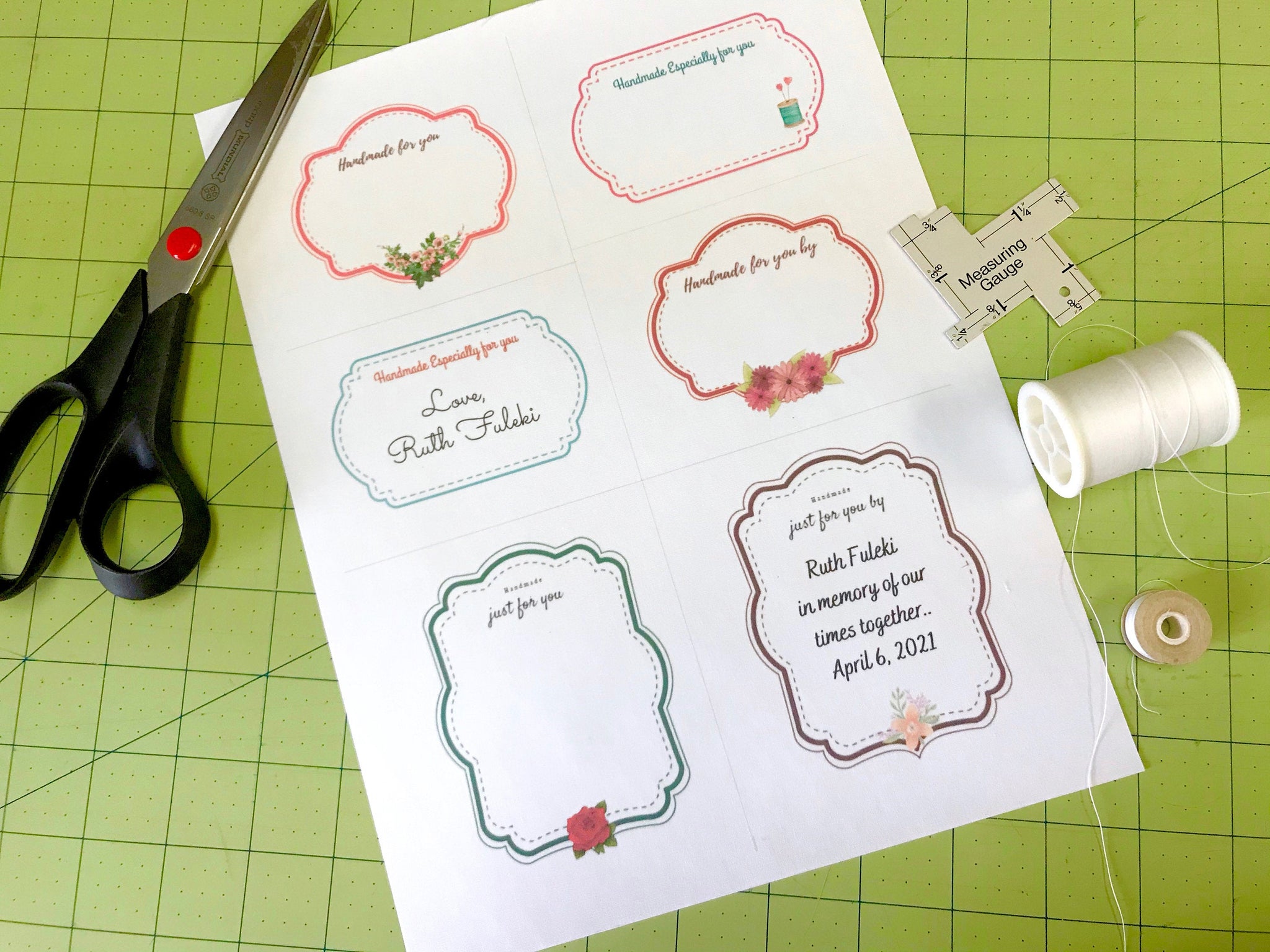 Quilt Labels Printable digital download - 18 labels - 3 sheets 8.5x11 ...