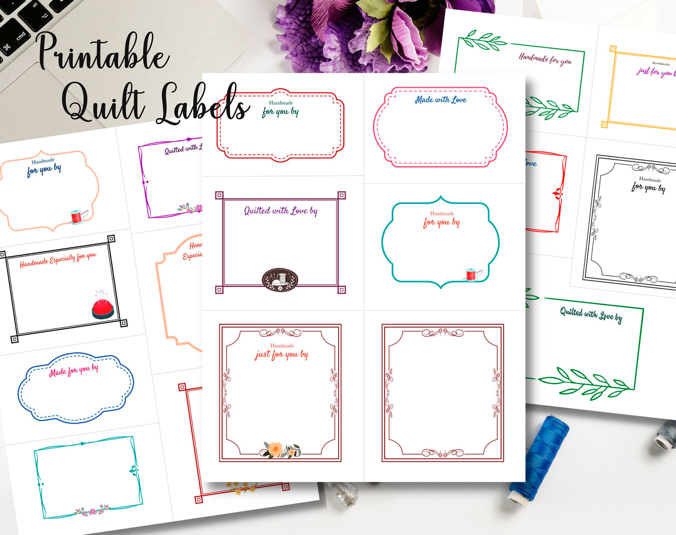 Quilt Labels Printable digital download - 18 labels - 3 sheets 8.5x11 ...