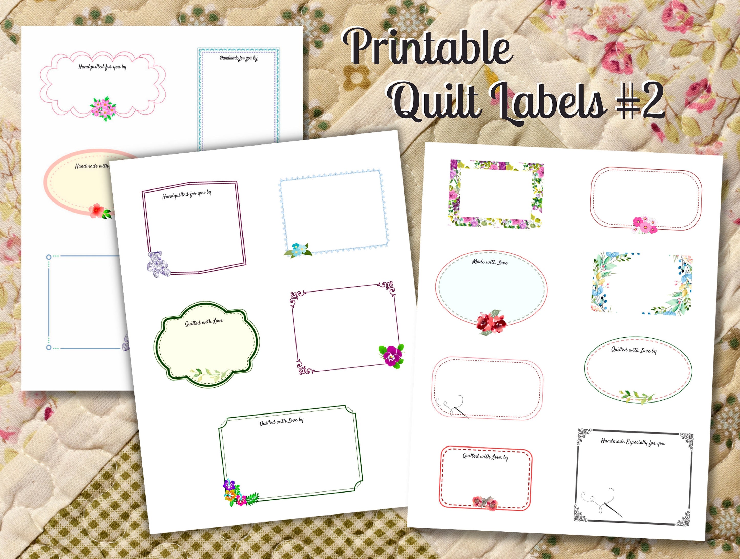 Quilt Design Labels Printable #2 digital download - 19 labels - 3 shee ...