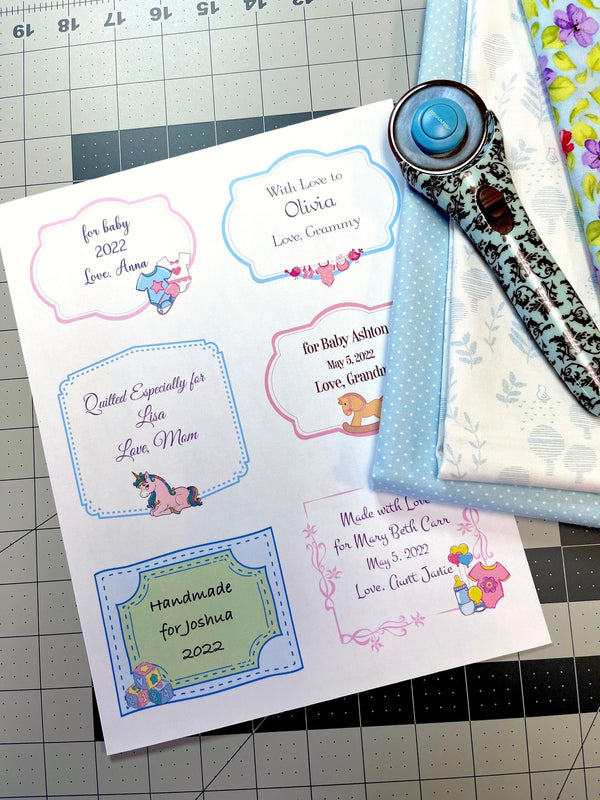 Baby Quilt Labels are printable on fabric - Digital Download in variou ...